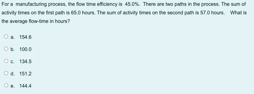 Solved For a manufacturing process, the flow time efficiency | Chegg.com