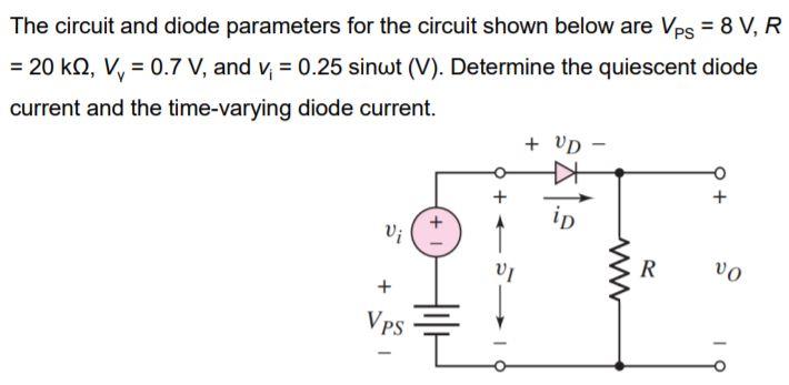 Solved The circuit and diode parameters for the circuit | Chegg.com