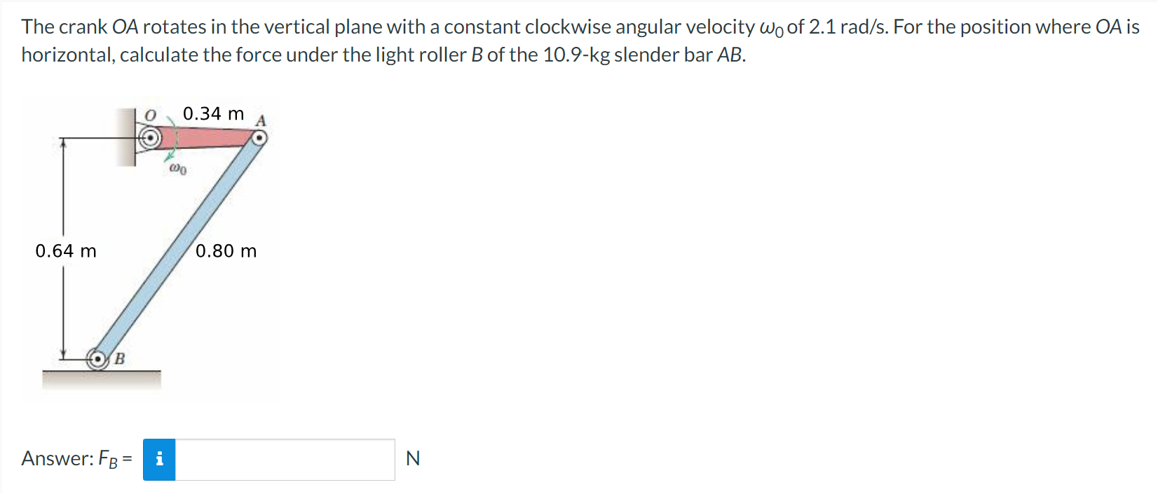 Solved The crank OA ﻿rotates in the vertical plane with a | Chegg.com