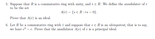 Solved 5. Suppose that R is a commutative ring with unity, | Chegg.com
