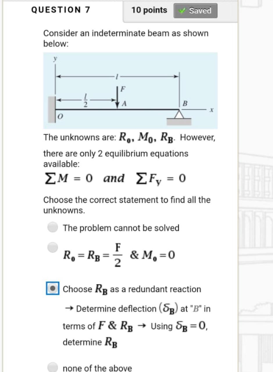 Solved QUESTION 7 10 points Saved Consider an indeterminate | Chegg.com