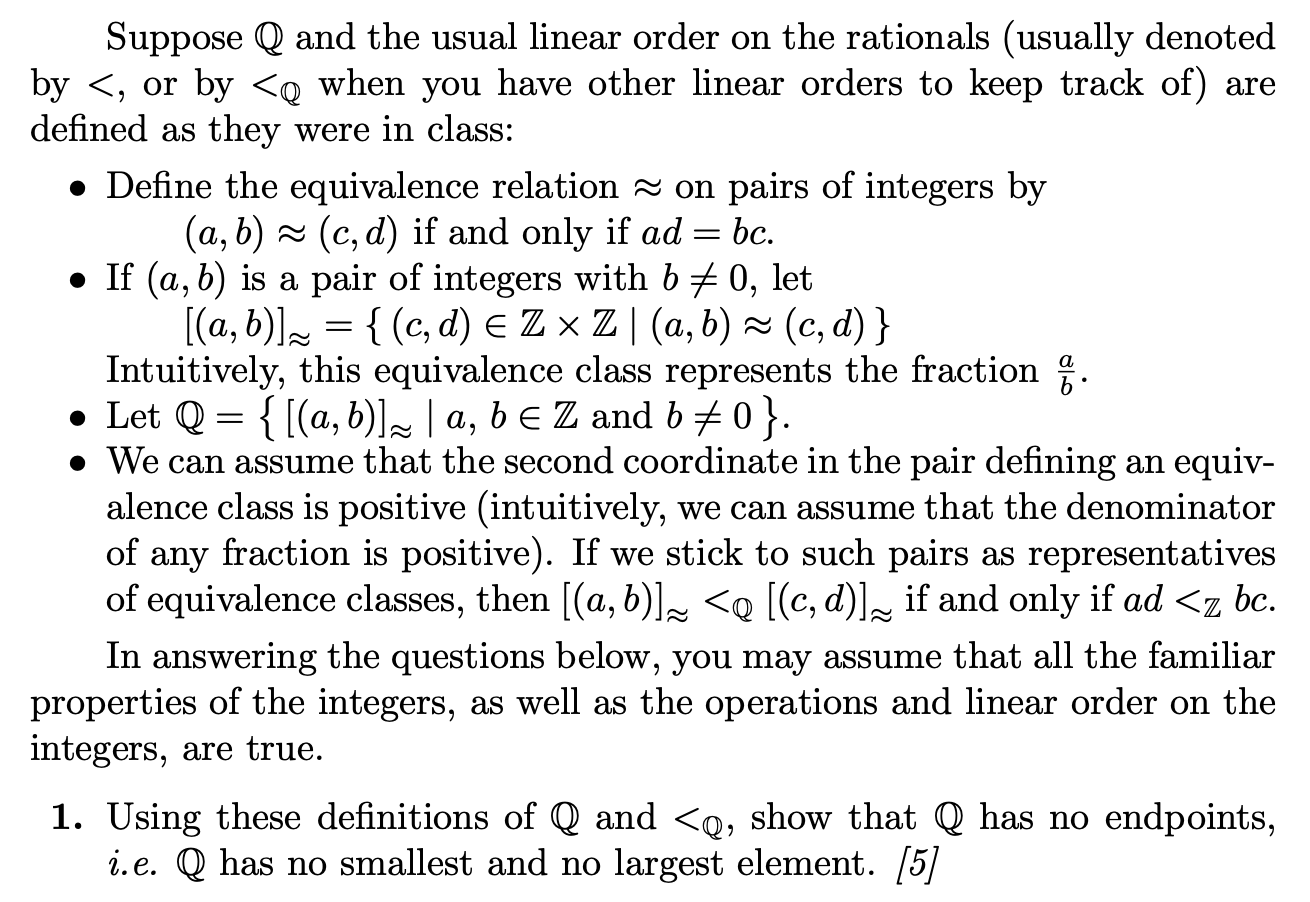 Solved Suppose Q and the usual linear order on the rationals | Chegg.com