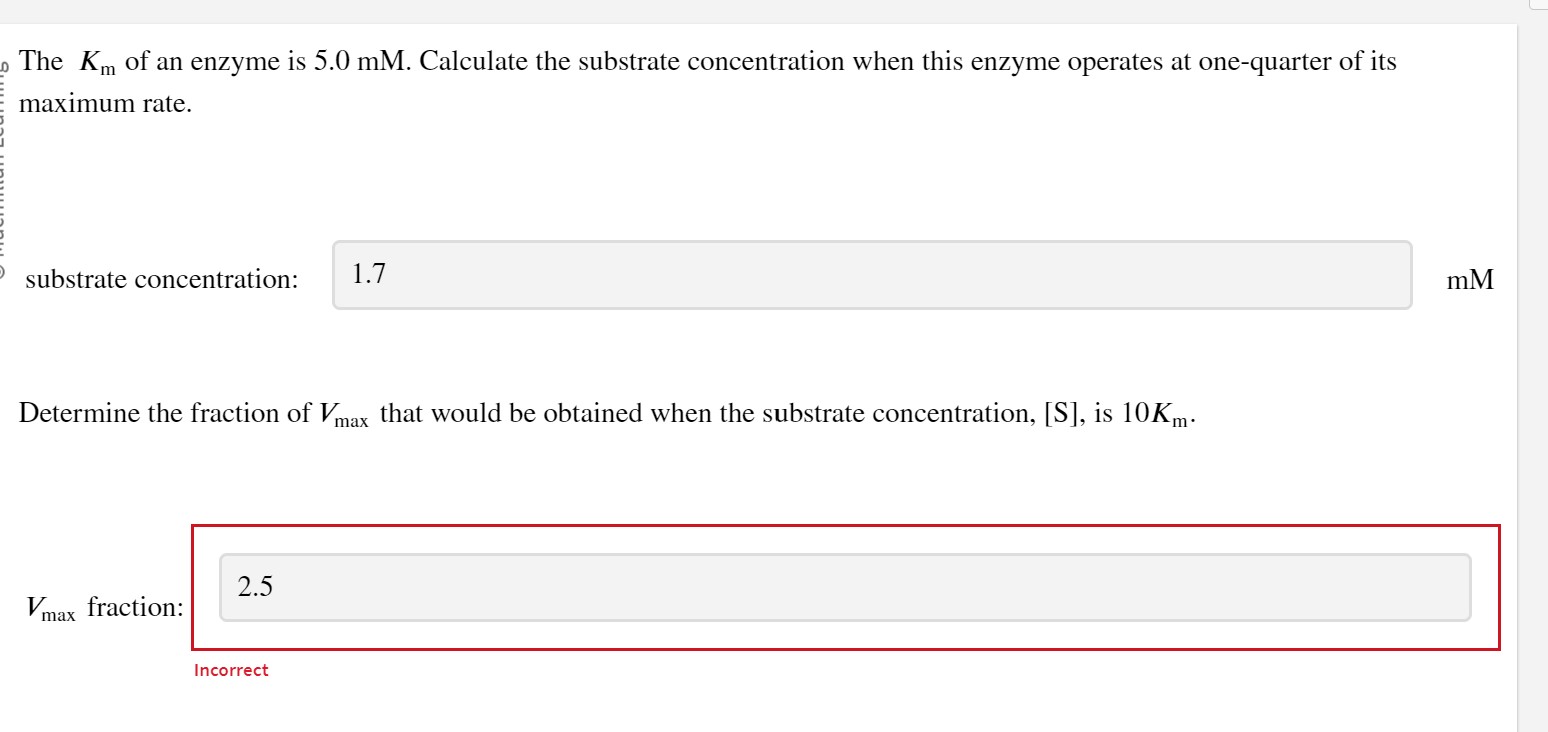 Solved The Km of an enzyme is 5.0mM. Calculate the substrate | Chegg.com