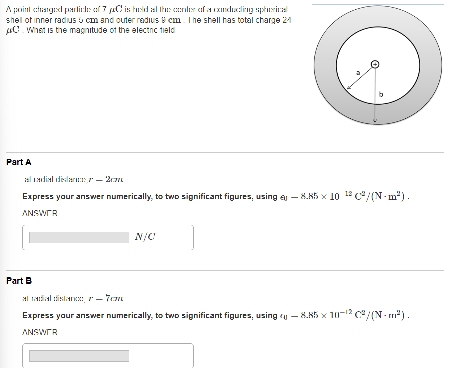 Solved A point charged particle of 7μC is held at the center | Chegg.com