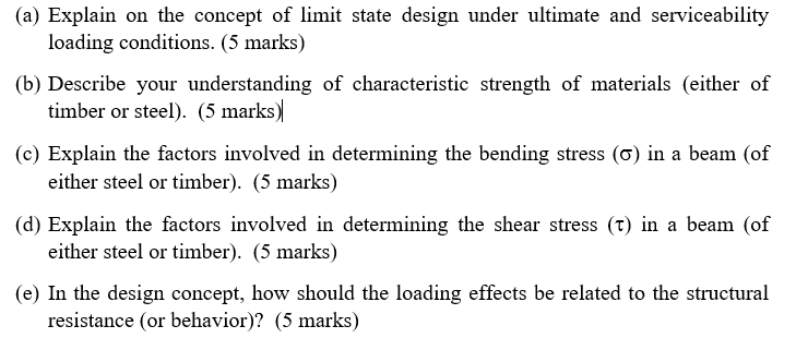 Solved (a) Explain on the concept of limit state design | Chegg.com