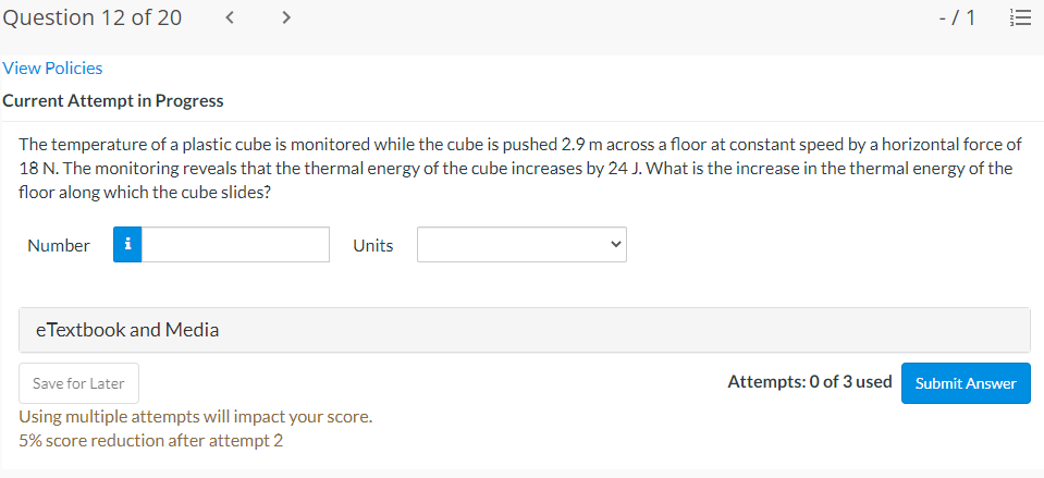 Solved Question 12 of 20 -/1 = View Policies Current | Chegg.com