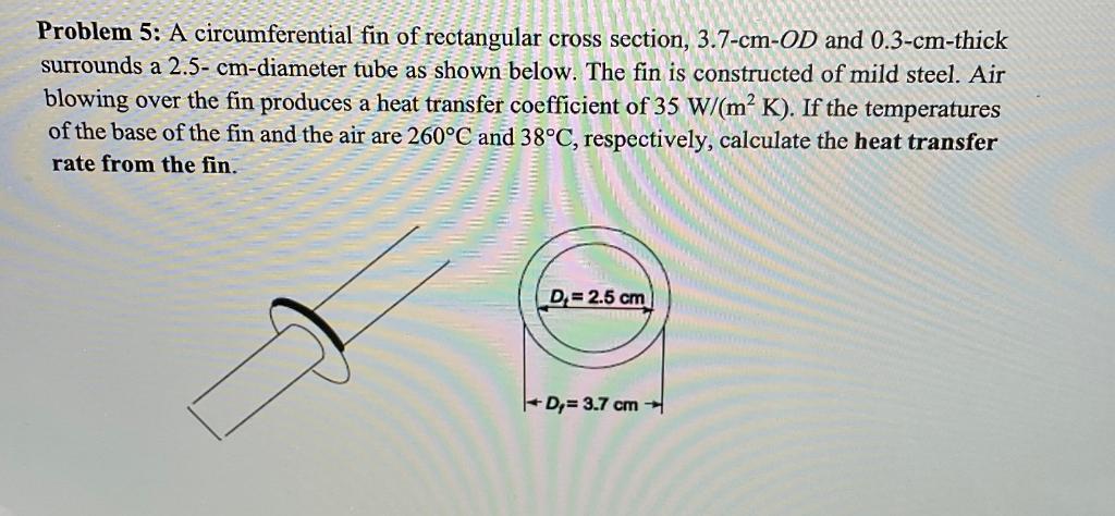 Solved Problem 5: A circumferential fin of rectangular cross | Chegg.com