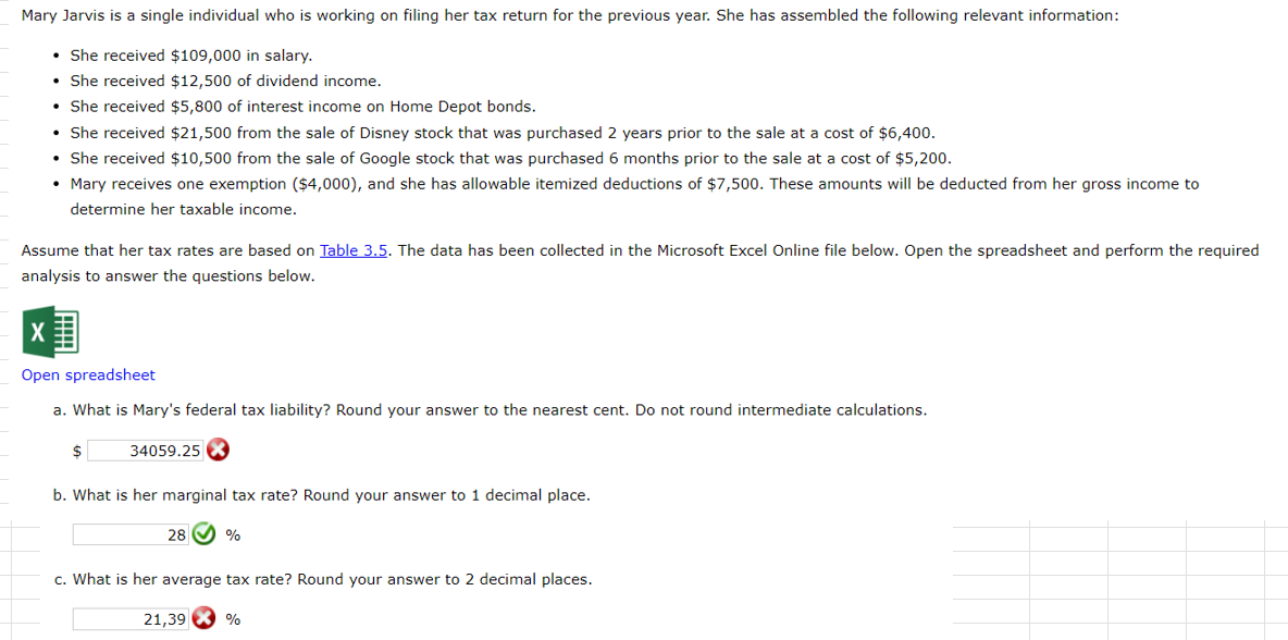 Solved Mary Jarvis es una persona soltera que está | Chegg.com