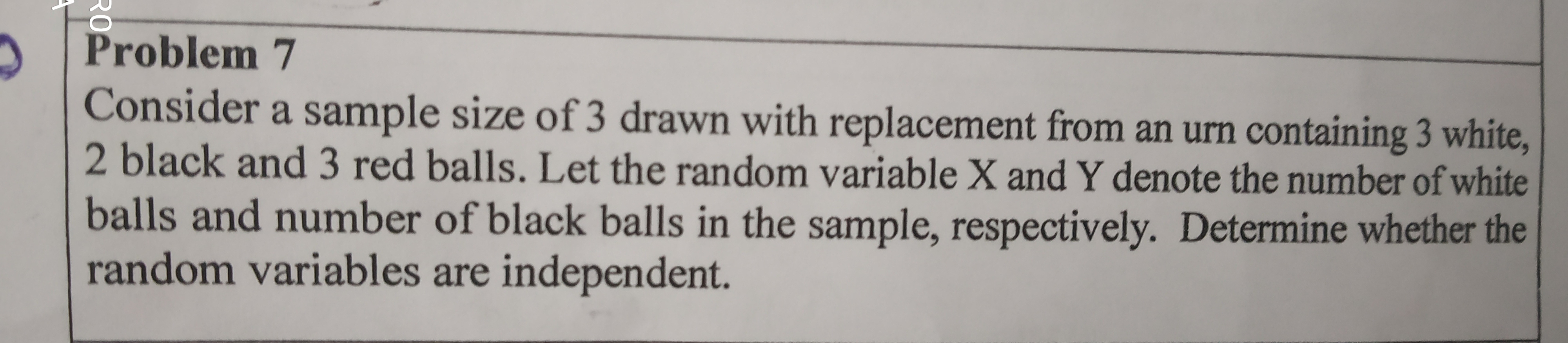 Solved Problem 7 ﻿Consider a sample size of 3 ﻿drawn with | Chegg.com