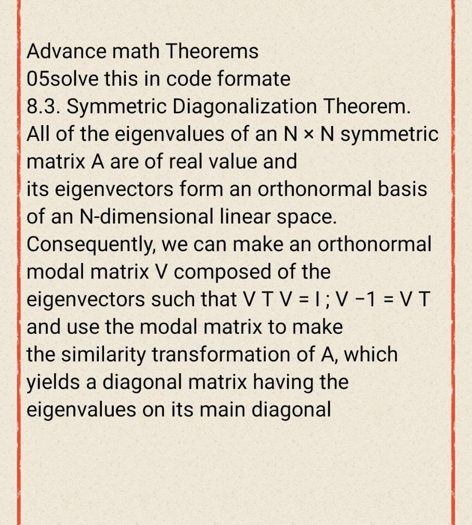 Solved Advance math Theorems 05solve this in code formate | Chegg.com
