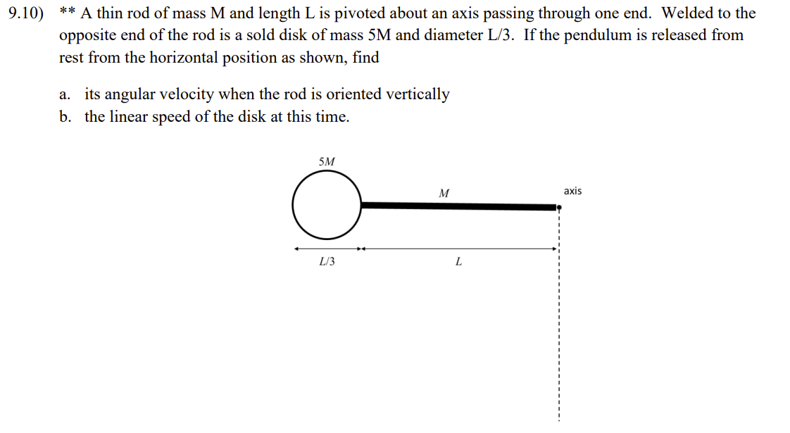 Solved 0) ** A thin rod of mass M and length L is pivoted | Chegg.com