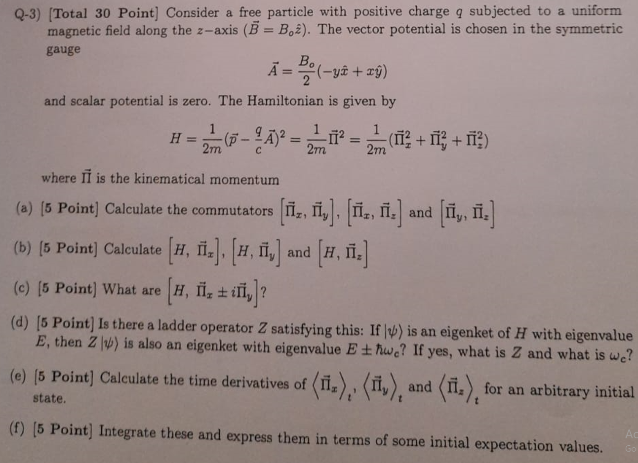 Solved Q-3) (Total 30 Point] Consider a free particle with | Chegg.com