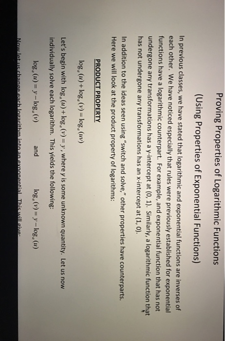 Solved Proving Properties of Logarithmic Functions (Using | Chegg.com