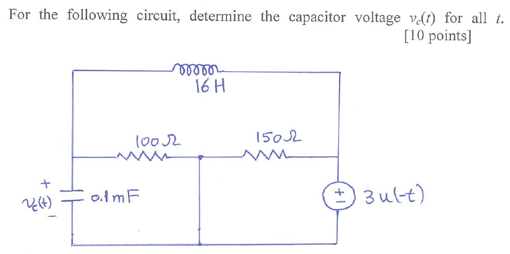 Solved For the following circuit, determine the capacitor | Chegg.com