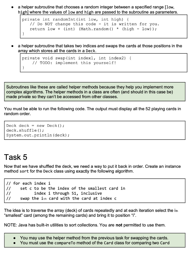 Solved Task 1 Write a class whose instances represent a | Chegg.com