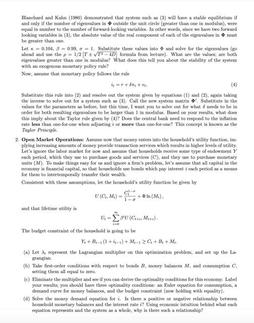 1. The Taylor Principle at work: Assume the economy | Chegg.com