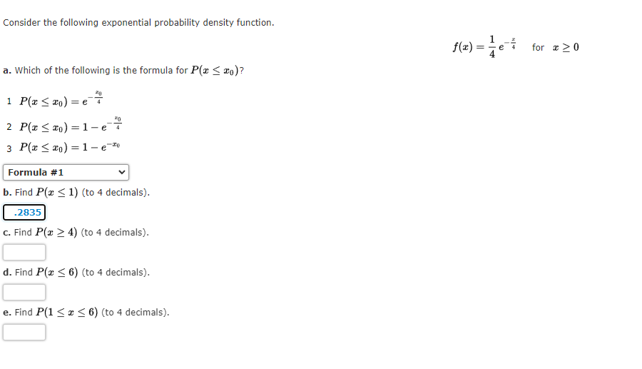 Solved Consider the following exponential probability | Chegg.com