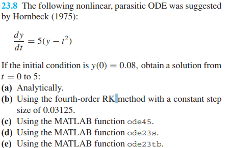 23.8 The following nonlinear, parasitic ODE was | Chegg.com