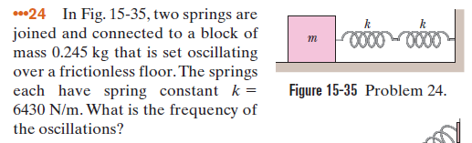 Solved k k m 00000000 ***24 In Fig. 15-35, two springs are | Chegg.com