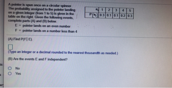 Solved A pointer is spun once on a circular spinner The | Chegg.com