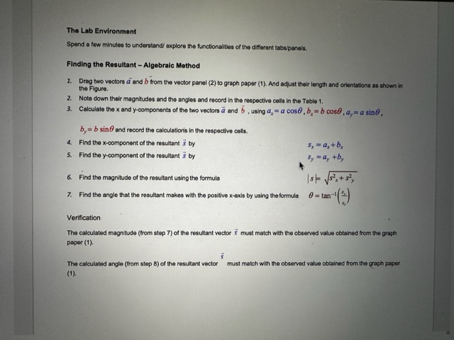 Solved Table1: Addition of two vectors by Algebraic | Chegg.com