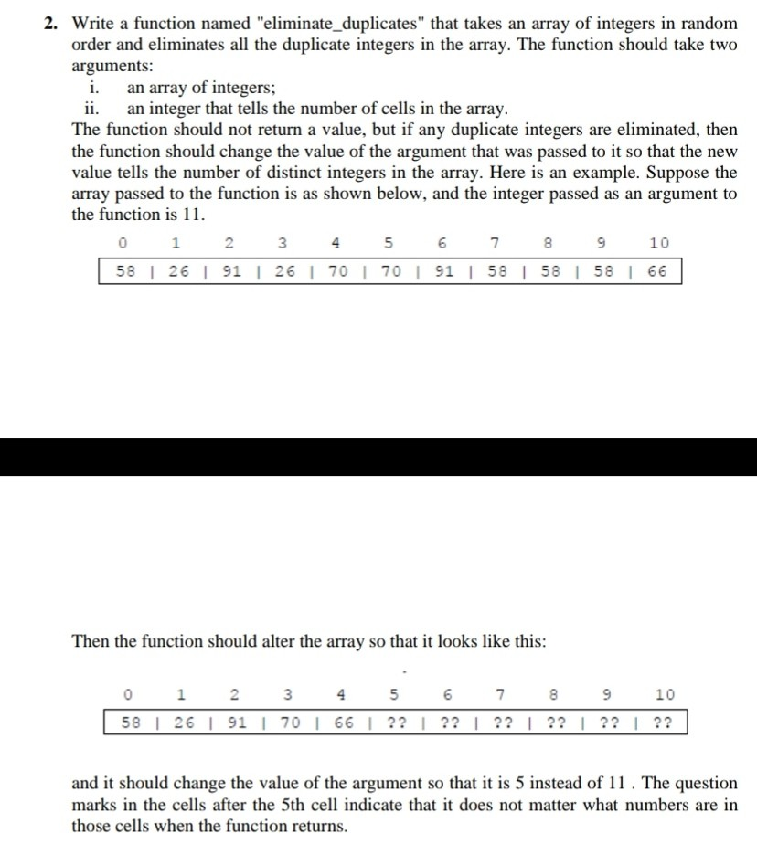 2. Write a function named "eliminate duplicates" that | Chegg.com