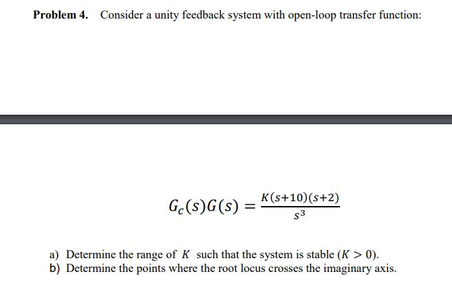 Solved Problem 4. Consider a unity feedback system with | Chegg.com