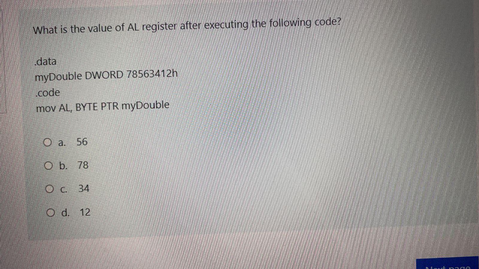 Solved What is the value of AL register after executing the | Chegg.com