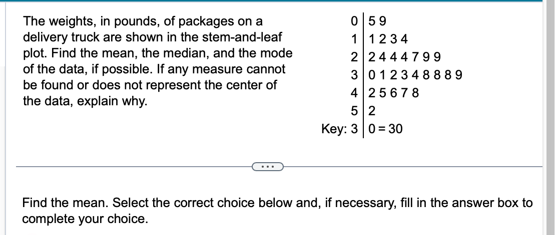 Find the mean, median and mode with exact steps | Chegg.com