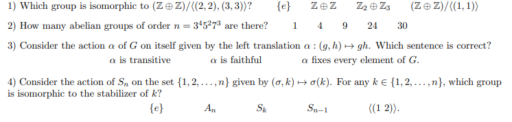 Solved 1) Which group is isomorphic to \\( (\\mathbb{Z} | Chegg.com