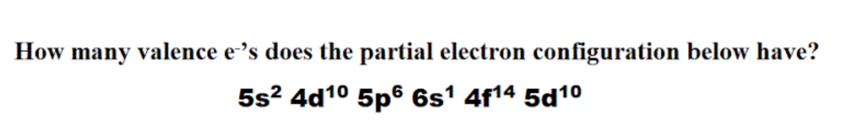 Solved How many valence e's does the partial electron | Chegg.com