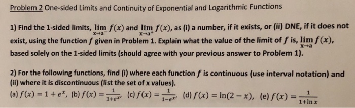 Solved Problem 2 One-sided Limits and Continuity of | Chegg.com