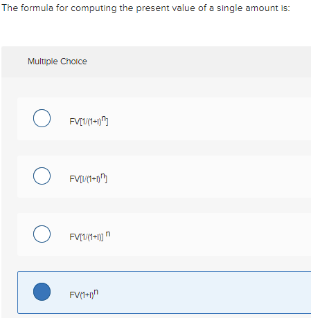 Solved The formula for computing the present value of a | Chegg.com
