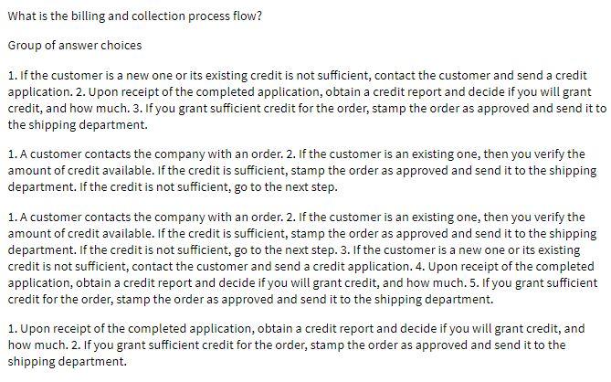 Solved What is the billing and collection process flow? | Chegg.com