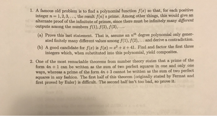 Solved 1. A famous old problem is to find a polynomial | Chegg.com