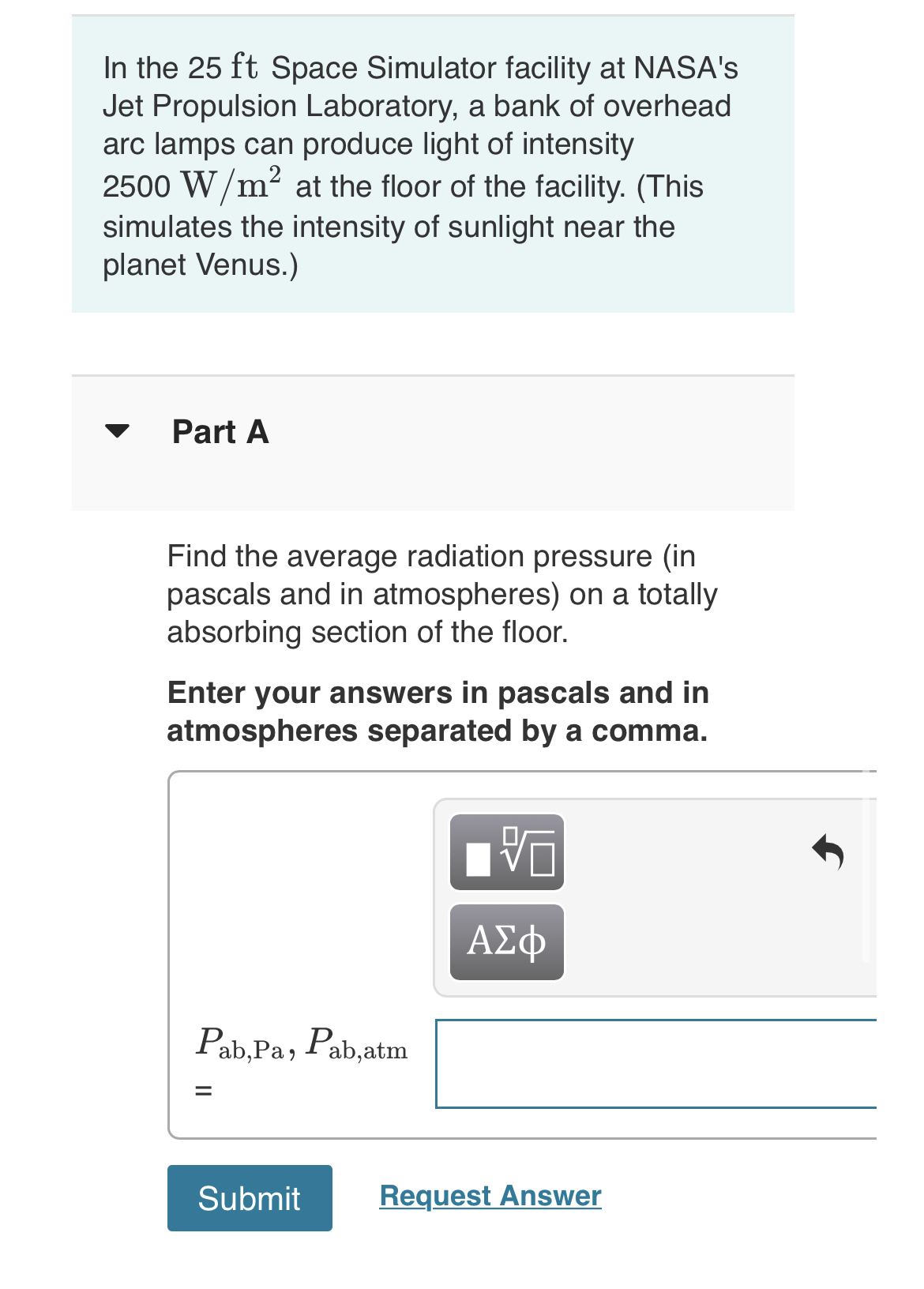 Solved In the 25ft Space Simulator facility at NASA's Jet | Chegg.com