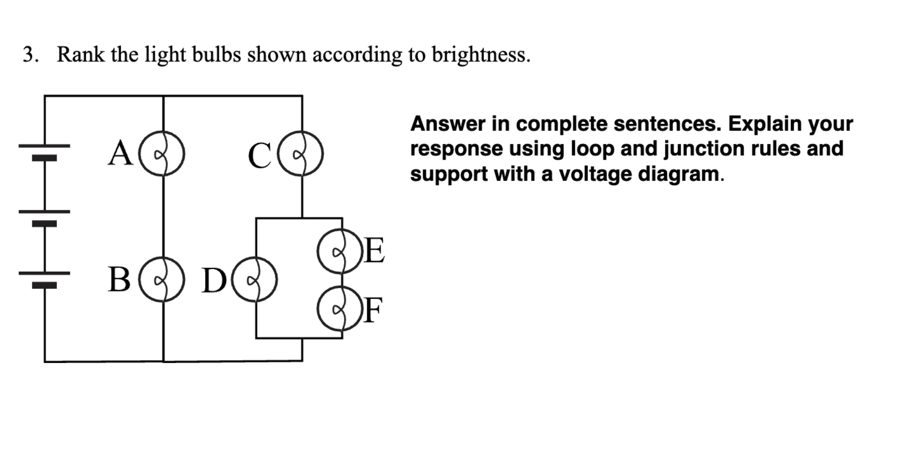 Solved 3. ﻿Rank the light bulbs shown according to | Chegg.com