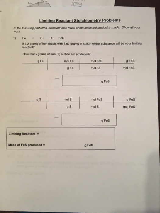 Solved Limiting Reactant Stoichiometry Problems In the | Chegg.com