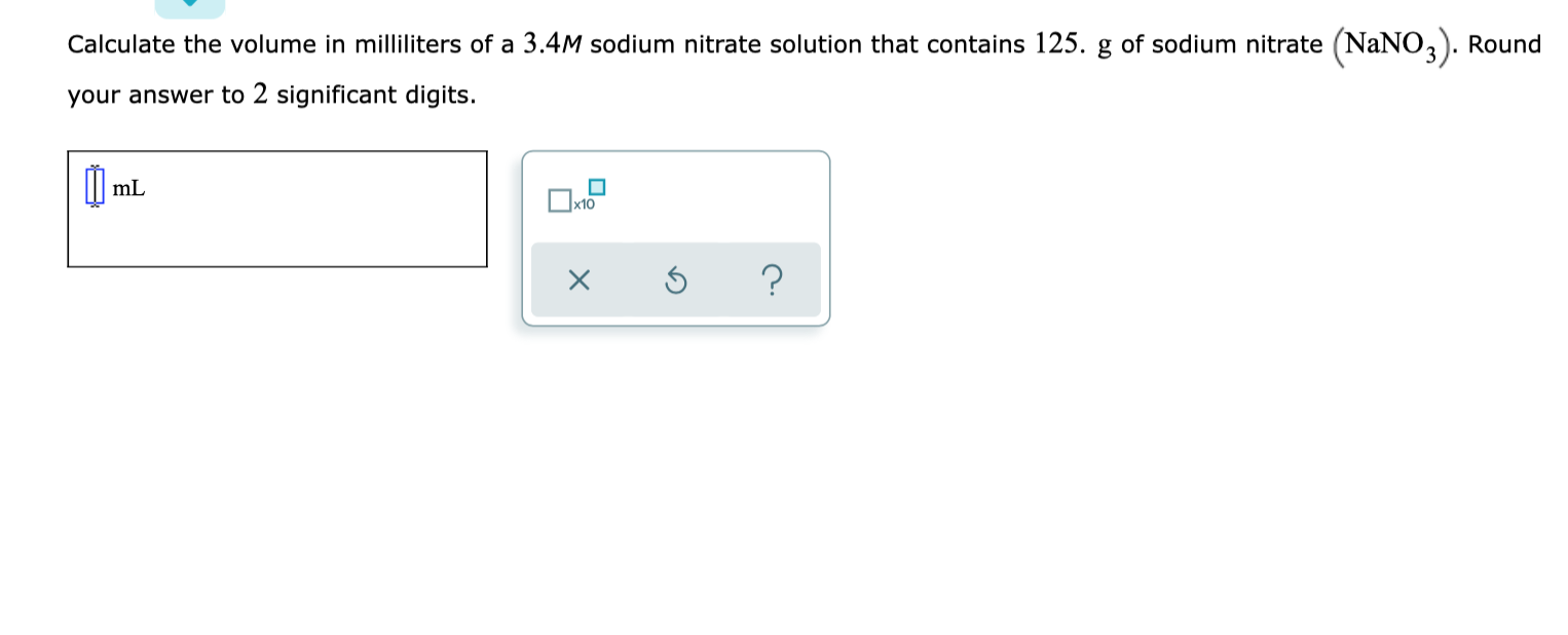 Solved Calculate the volume in milliliters of a 3.4M sodium | Chegg.com