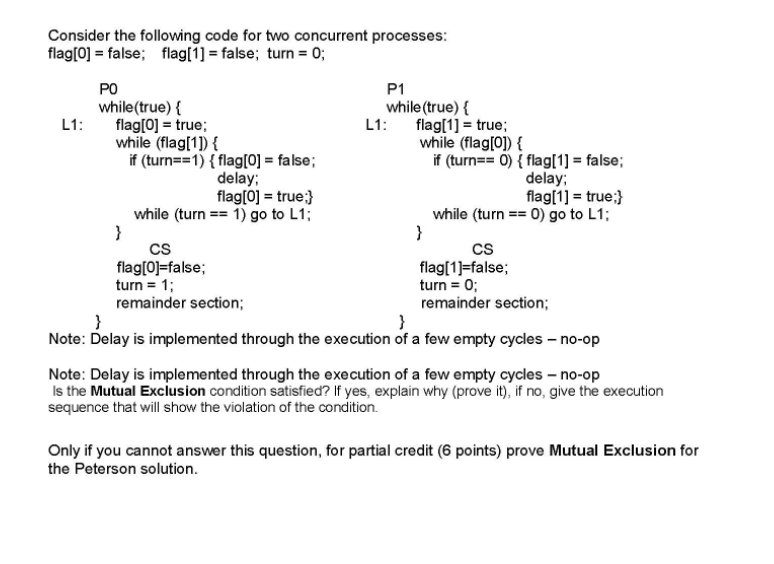 Solved Consider the following code for two concurrent | Chegg.com