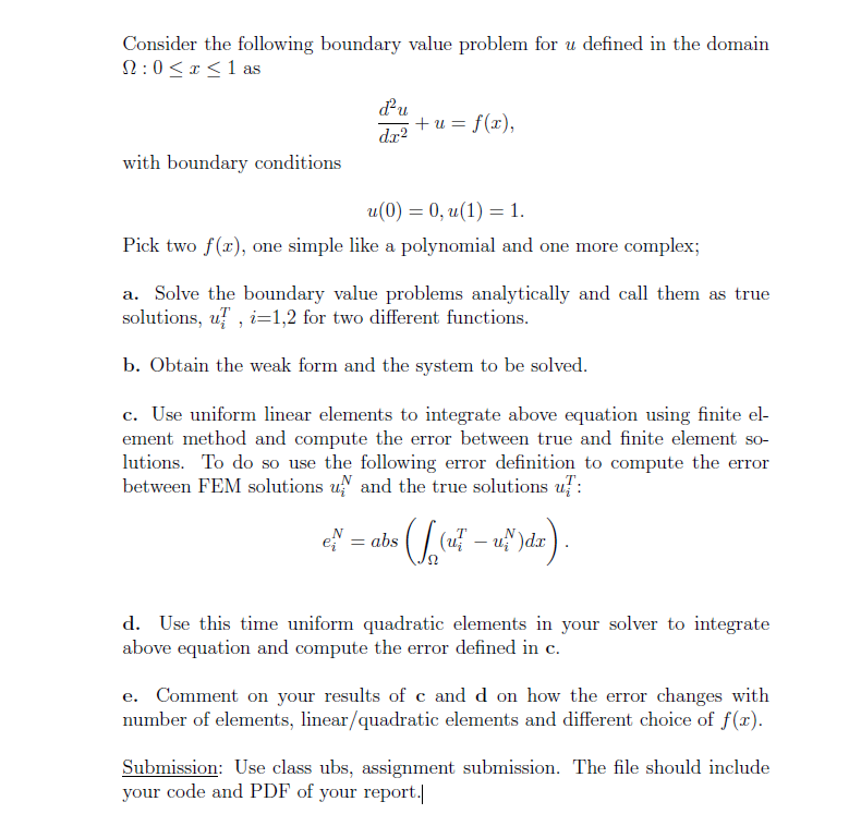 Solved Consider The Following Boundary Value Problem For U 