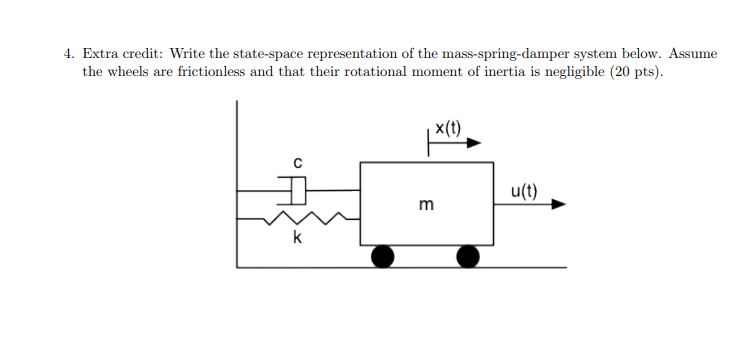 Solved 4. Extra credit: Write the state-space representation | Chegg.com