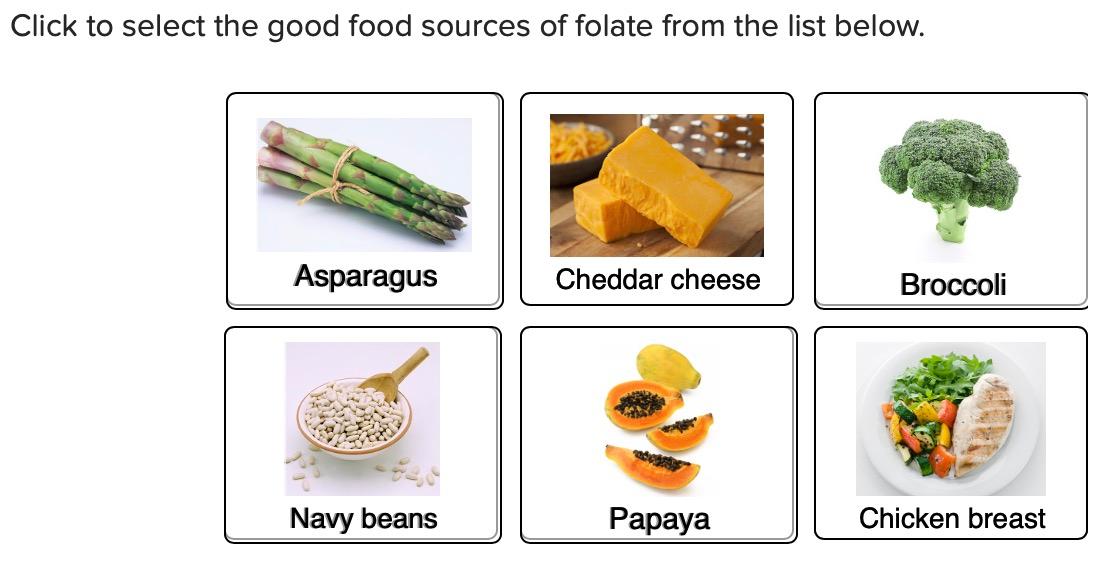 Solved Click to select the good food sources of folate from | Chegg.com