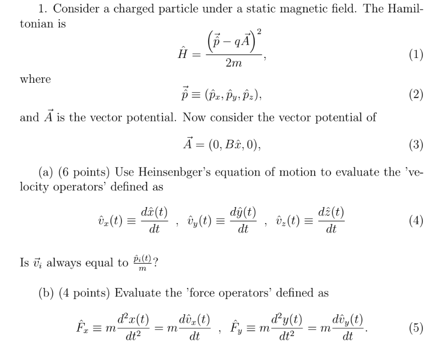 Solved 1. Consider a charged particle under a static | Chegg.com