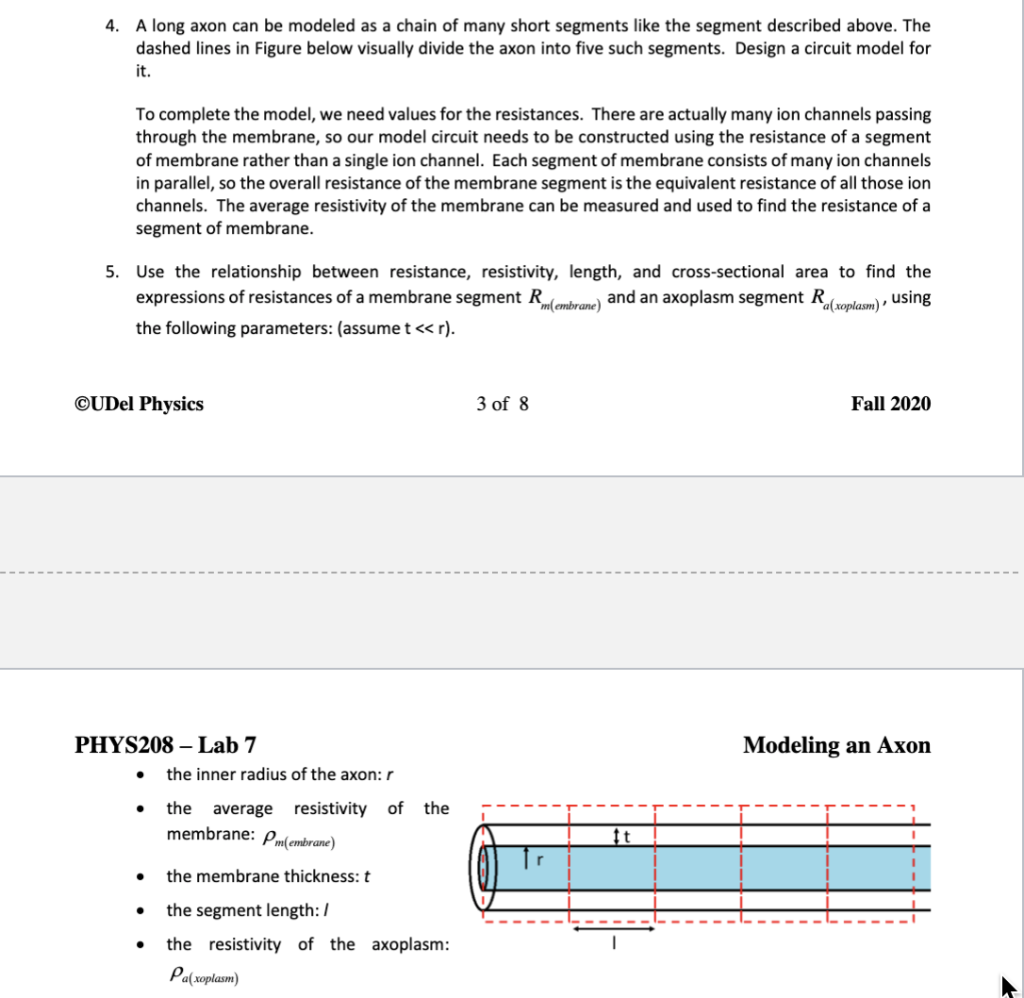 4. A long axon can be modeled as a chain of many | Chegg.com