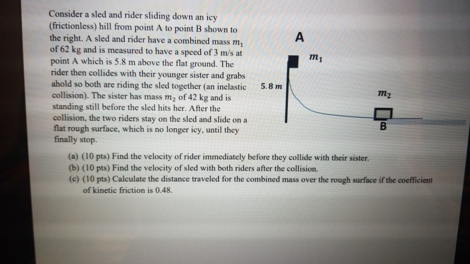 Solved mi m2 Consider a sled and rider sliding down an icy | Chegg.com
