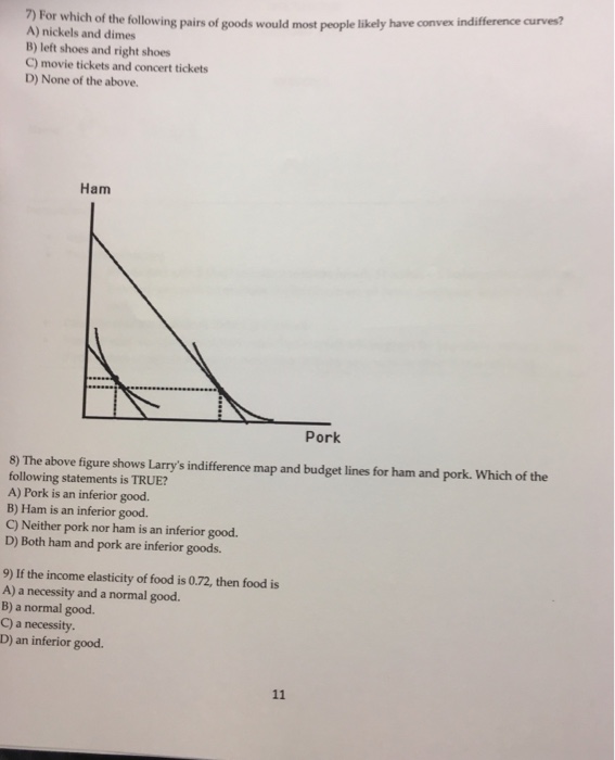 Solved indifference curves? 7 For which of the following | Chegg.com