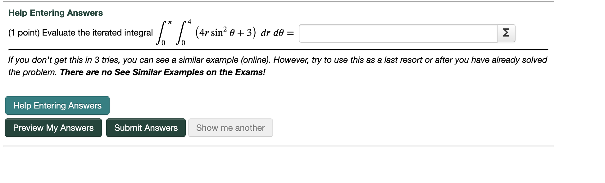 Solved Help Entering Answers 1 point) Evaluate the iterated | Chegg.com
