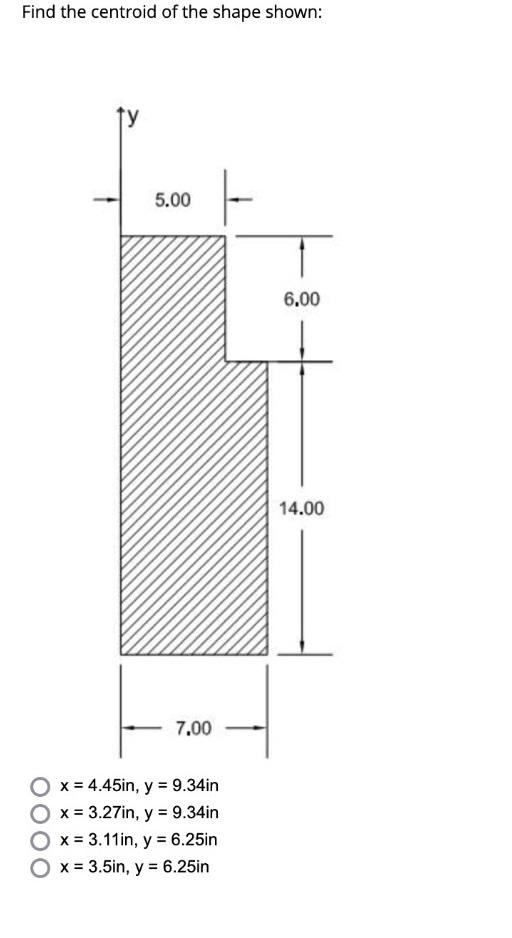 Solved Find the centroid of the shape shown: | Chegg.com