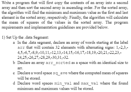 Developing a simple GCC assembly code for an ARM | Chegg.com